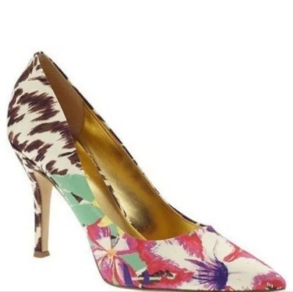 Nine West | Shoes | Nine West Flax Pink Multi Floral Leopard Animal ...